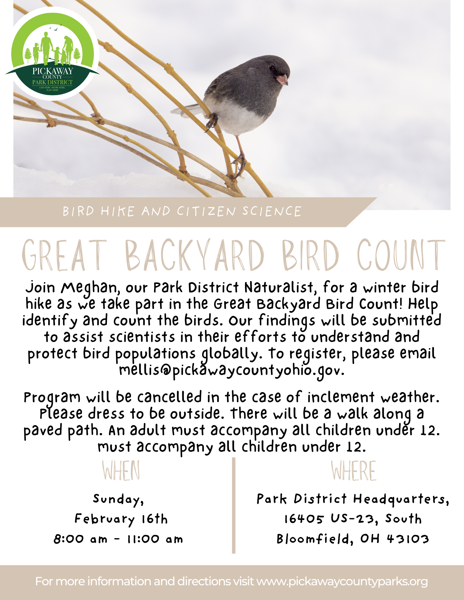 Great Backyard Bird Count @ Park District HQ | Pickaway County Park ...